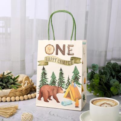 China Custom Printed Eco-Friendly Kraft Paper Gift Bags Handles Biodegradable Shopping Tote For Packaging for sale