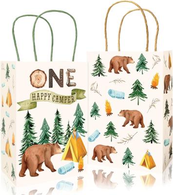 China Custom Printed Recyclable Kraft Paper Gift Bags Handles Biodegradable Shopping Tote for sale