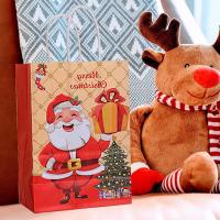 China Eco-Friendly Christmas Kraft Gift Bags With Handles Pastel Holiday Wrapping For Party for sale