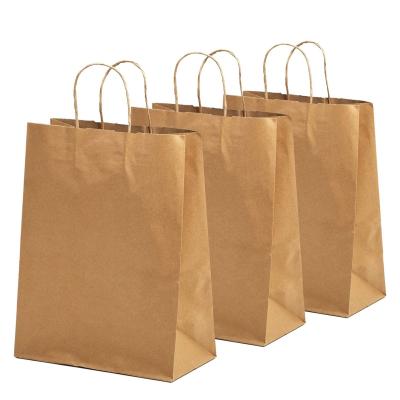 China Custom Logo Eco-Friendly Brown Kraft Paper Bag With Rope Handle Recyclable Packaging for sale
