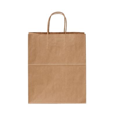 China Promotion In-Stock Durable Brown Kraft Paper Bag Reusable For Packaging Clothing Shoes Fur Shop Use With Custom Logo for sale