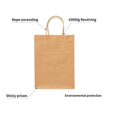 China Customized Logo Printing Khaki Cowhide Kraft Paper Shopping Bag With Handle For Candy Biscuit Packaging for sale