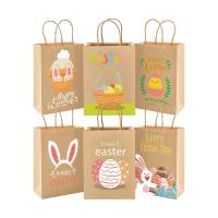 China Customizable Easter Small Portable Khaki Kraft Paper Bags Eco-Friendly Recycled Materials For Candy Party Biscuit Toy Packaging for sale