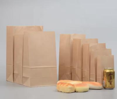China Plain brown kraft paper food bag without handles for sale