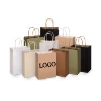 China Green White Black Brown Khaki Custom Size Packing Party Favorites With Rope Shopping Candy Plain Color Paper Bags for sale
