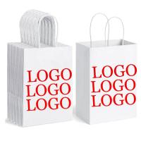 China Valentine'S Day Gift Handle Romantic Flower Gift Bag White Kraft Shopping Customize Paper Bag With Your Own Logo for sale