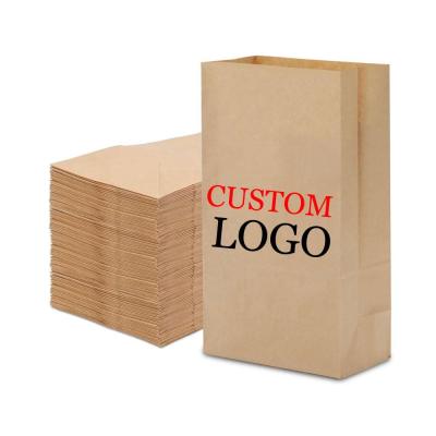 China Promotion OEM Customized Square Bottom Oil-Proof Greaseproof Kraft Food Bags Square Bottom For Pizza Take-Out Custom Coated for sale