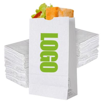 China Biodegradable Kraft Paper Disposable Bags For Grocery Packaging Bread Fruit Vegetable Drinks Custom White Without Handles for sale