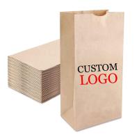 China Biodegradable Kraft Paper Disposable Bags For Grocery Packaging Bread Fruit Vegetable Drinks Custom White Without Handles for sale