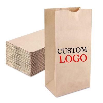China Biodegradable Kraft Paper Disposable Bags For Grocery Packaging Bread Fruit Vegetable Drinks Custom White Without Handles for sale