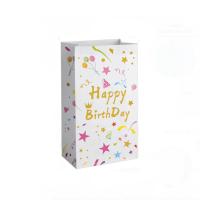 China Degradable White Kraft Paper Bag  Fine Printing  Handle For Party Gift Food Packaging for sale