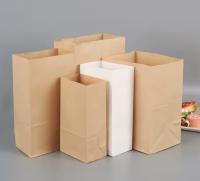 China Fat-proof kraft paper bag, with handles, eco-friendly square bottom for fast food packaging, used for jelly takeout for sale