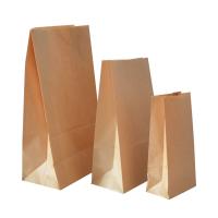 China Custom Takeaway Food Packaging Flat Square Bottom Grease Proof Brown Kraft Paper Bags With No Handle for sale
