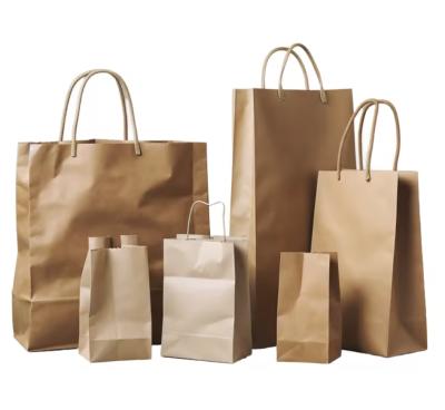China Customized paper bag with logo, small brown kraft paper bag with handle, gift bag wholesale for sale