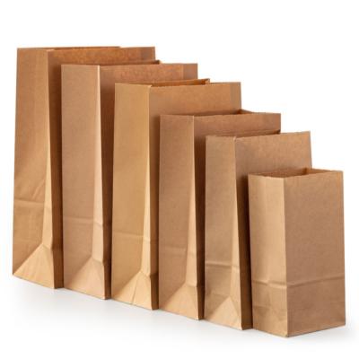 China Custom Logo Restaurant Take Out Brown Kraft Carry Retail Delivery Takeaway Lunch Food Packing Bread SOS Paper Bag Without Handle for sale