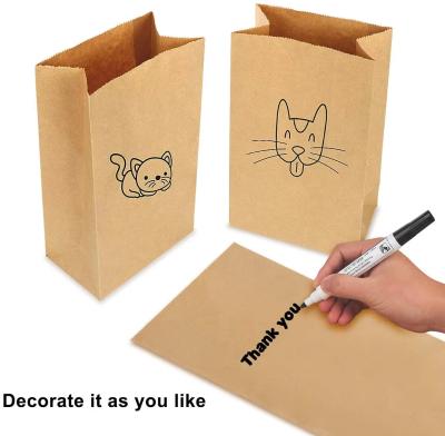 China Biodegradable Lunch Bag Greaseproof Take Away Custom Printed Logo Sos Brown White Kraft Paper Bags for sale