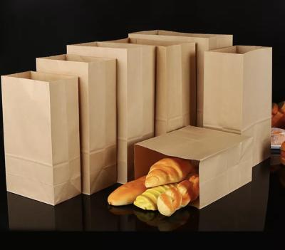 China Take Out Delivery Square Bottom Food Kraft Paper Shopping Tote Bag Without Handle Sos Brown Paper Bags With Your Own Logo for sale