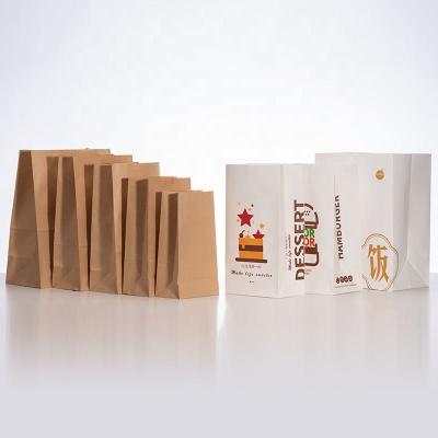 China Wholesale Bread Takeaway Food Packaging Bag White Kraft Paper Bags With No Handle for sale