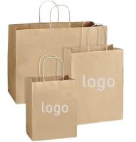 China Wholesale supply of printed plain brown kraft paper bags, custom-made with twisted handles and your own logo for sale