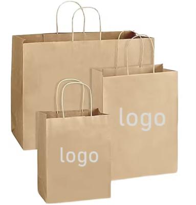 China Wholesale supply of printed plain brown kraft paper bags, custom-made with twisted handles and your own logo for sale