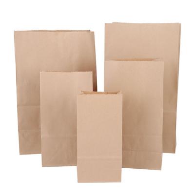 China Custom Food Grade Kraft Paper Bag Recycled Brown Bag With Logo Printed Eco-Friendly Paper Bags Flat Bottom Biodegradable for sale