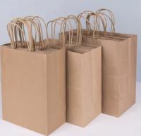 China Customizable kraft paper bag with logo, recyclable, thick brown/white twisted kraft paper handle, gift bag for sale
