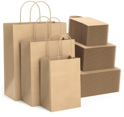 China Customized Carrier Recycling Kraft Paper Bag Luxurious White/Brown Shopping Gift Bag Artistic Twisted Handle for sale