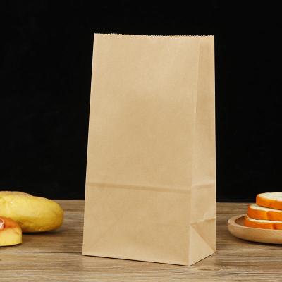China Customized Thickened Kraft Paper Bag For Baking Takeaway Snacks Square Bottom Anti-Oil Storage Bag Coating For Sugar Candy Cake for sale