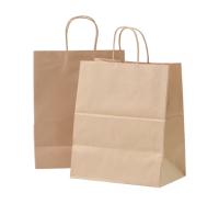 China Recyclable kraft paper bag with twisted handles, reusable shopping bag with logo printing for sale