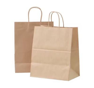 China Recyclable kraft paper bag with twisted handles, reusable shopping bag with logo printing for sale