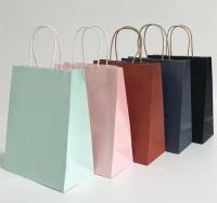 China Recyclable brown kraft paper coffee bag with a capacity of 4 cups, featuring twisted handles, suitable for coffee shop takeout and supermarkets for sale