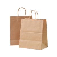 China White and Brown Kraft Paper Twisted Handle Shopping Carrier Bag With Logo Printed for sale