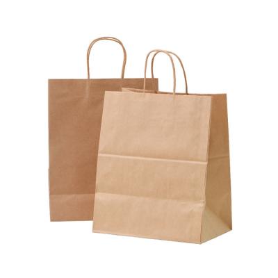 China White and Brown Kraft Paper Twisted Handle Shopping Carrier Bag With Logo Printed for sale