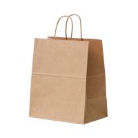 China White and Brown Kraft Paper Twisted Handle Shopping Carrier Bag With Logo Printed for sale