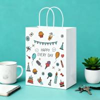 China White and Brown Kraft Paper Twisted Handle Shopping Carrier Bag With Logo Printed for sale