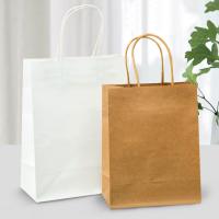 China Paper Bag With Handles Custom Printed Your Own Logo For Restaurant Catering Food Take Out Takeaway Togo Packaging Kraft Brown for sale