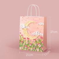 China Color Painting Flower Kraft Paper Twisted Handle Gift Shopping Carrier Bag With Logo Printed Kraft Paper Bag for sale