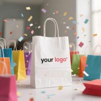 China Color Painting Flower Kraft Paper Twisted Handle Gift Shopping Carrier Bag With Logo Printed Kraft Paper Bag for sale