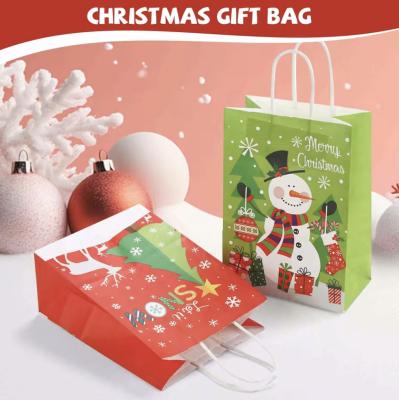 China Christmas Paper Gift Bags, Kraft Paper, Stock for Festivals, Handbags, Gift Bags with Twisted Handles, Party Gift Packaging for Festivals for sale