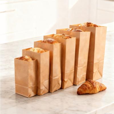 China Food Grade Custom Printed Bread Candy Food Takeaway Bags Brown Or White Kraft Paper Bag for sale