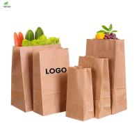 China Custom Personalized Restaurant Paper Bag Brown Kraft Paper Delivery Takeaway Carry Bags For Food Packaging for sale