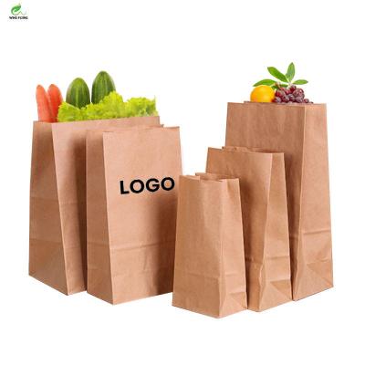 China Custom Personalized Restaurant Paper Bag Brown Kraft Paper Delivery Takeaway Carry Bags For Food Packaging for sale
