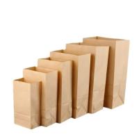 China Custom Food Packaging Brown Kraft Paper Bread Bag Wholesale Recyclable Greaseproof Food Paper Bag for sale