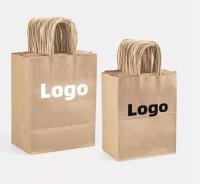 China Wholesale customized eco-friendly craft kraft paper food takeout bags with twisted handles and logos for sale