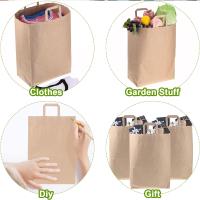 China Custom Brown Kraft Paper Bags Lamination Handling Personalized Bakery Shopping Store Flat For Store Promotion Supermarket for sale