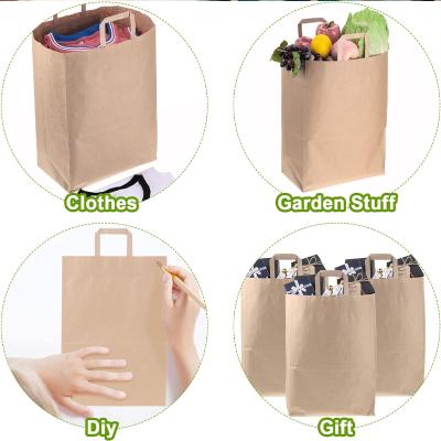 China Custom Brown Kraft Paper Bags Lamination Handling Personalized Bakery Shopping Store Flat For Store Promotion Supermarket for sale