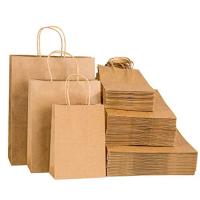 China Kraft Brown Custom Paper Gift Bags With Handles Medium Bulk For Weddings Parties Grocery Shopping & Retail For Noodles Sugar for sale