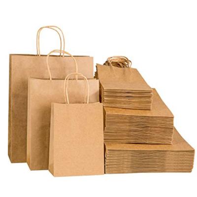 China Kraft Brown Custom Paper Gift Bags With Handles Medium Bulk For Weddings Parties Grocery Shopping & Retail For Noodles Sugar for sale