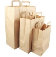 China Twisted handle paper bag with reinforced base and natural kraft paper, suitable for retail restaurants or gift packaging for sale