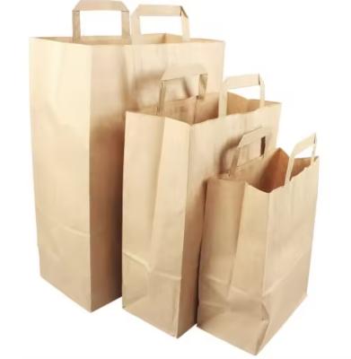 China Twisted handle paper bag with reinforced base and natural kraft paper, suitable for retail restaurants or gift packaging for sale